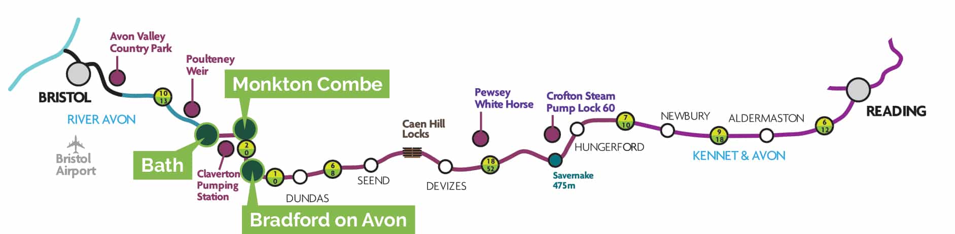 Canal Boat Routes from Bradford on Avon on the Kennet And Avon Canal ...